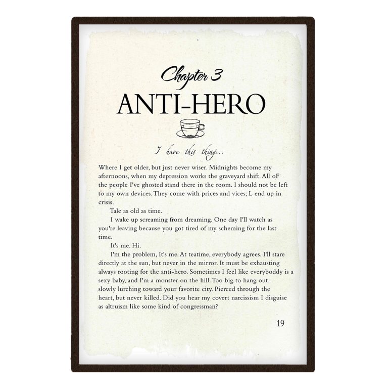 Midnights Taylor Swift Poster, Taylor Swift Lyric Poster, Anti-Hero ...