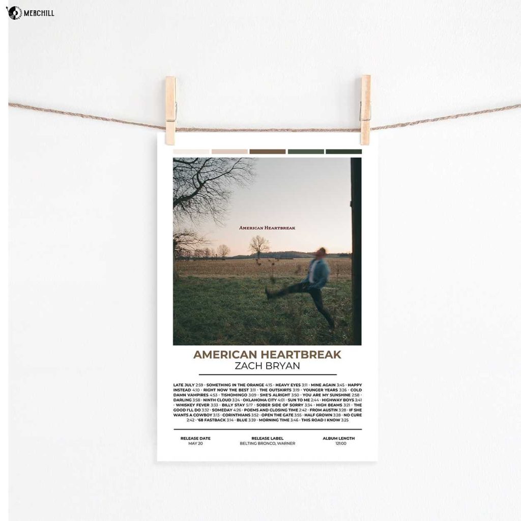 American HeartBreak Poster Zach Bryan Album Cover - Happy Place for ...
