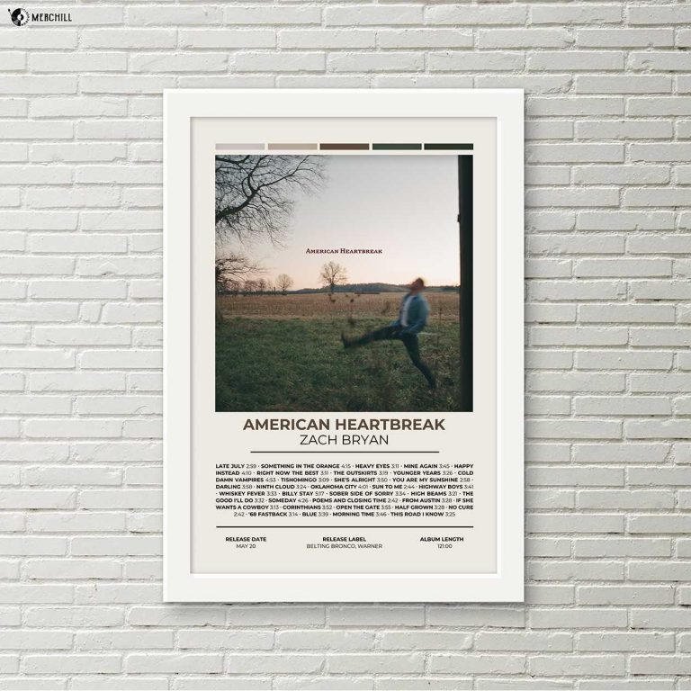 American HeartBreak Poster Zach Bryan Album Cover - Happy Place for ...