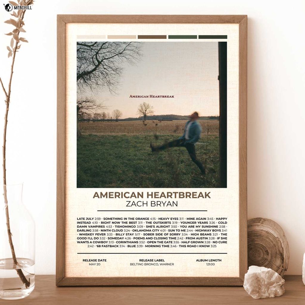 American HeartBreak Poster Zach Bryan Album Cover - Happy Place for ...