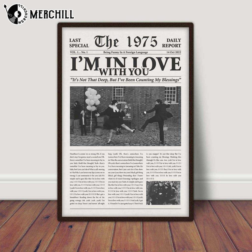 I'm In Love With You Lyric The 1975 Retro Newspaper Poster Gifts for ...