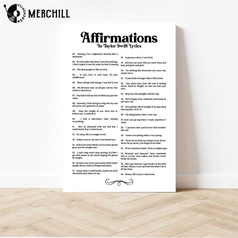 Affirmations In Taylor Swift Lyrics Poster Gift for Swiftie - Happy ...