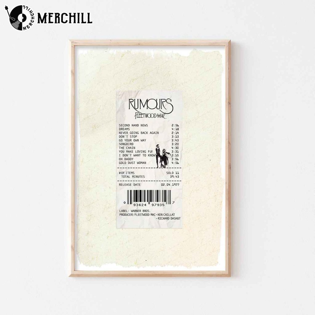 Bill Style Rumours Album Songs Fleetwood Mac Print Stevie Nicks Gifts ...