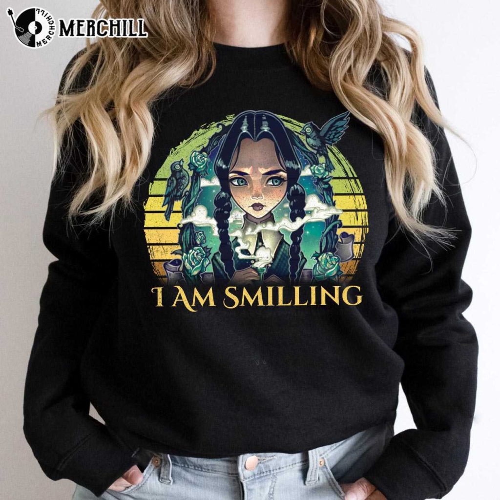 I Am Smiling Wednesday Addams Shirt Gift for Addams Family Fans - Happy ...