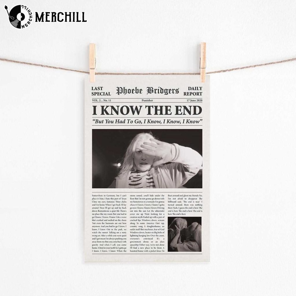 I Know The End Phoebe Bridgers Lyrics Poster Newspaper - Happy Place for Music Lovers