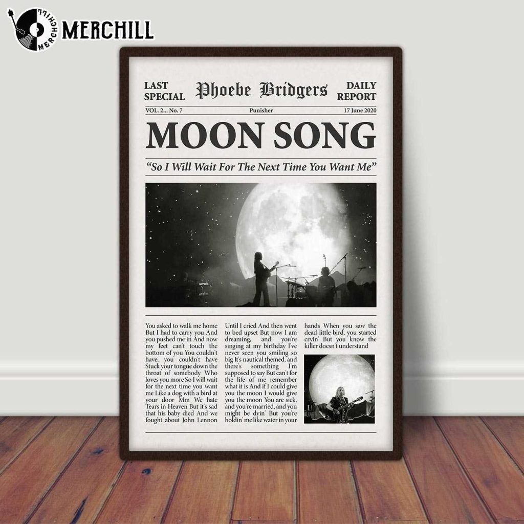 Moon Song Phoebe Bridgers Poster Lyrics Newspaper - Happy Place for ...