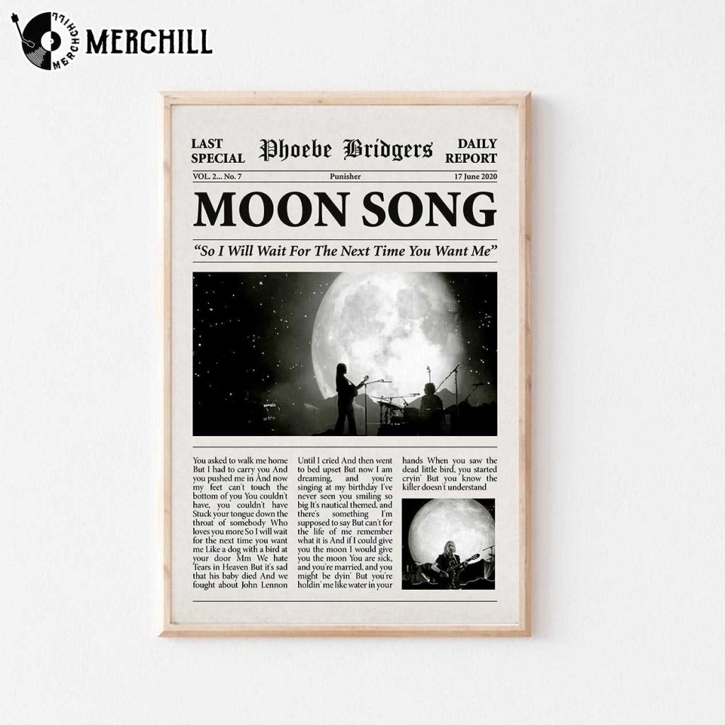 Moon Song Phoebe Bridgers Poster Lyrics Newspaper - Happy Place for ...