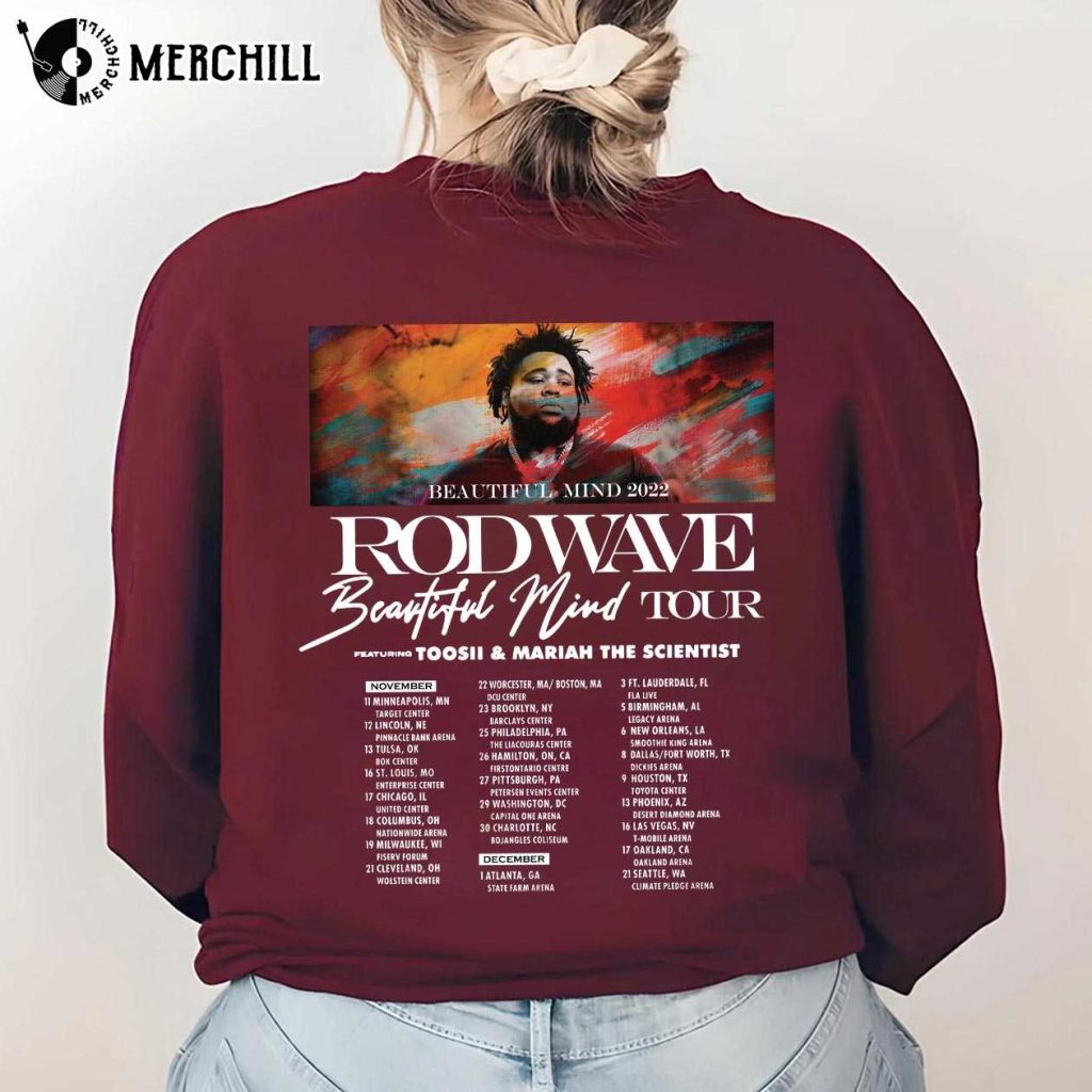 Rod Wave Beautiful Mind 2022 Tour Hoodie Printed 2 Sides Rod Wave Tee ...