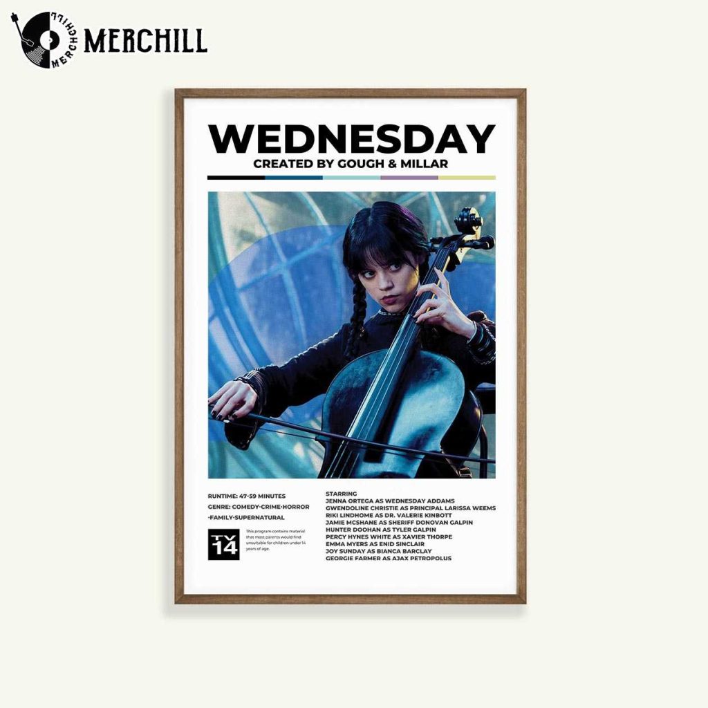 Wednesday Play Cello Poster Jenna Ortega Horror Lovers Gifts - Happy ...