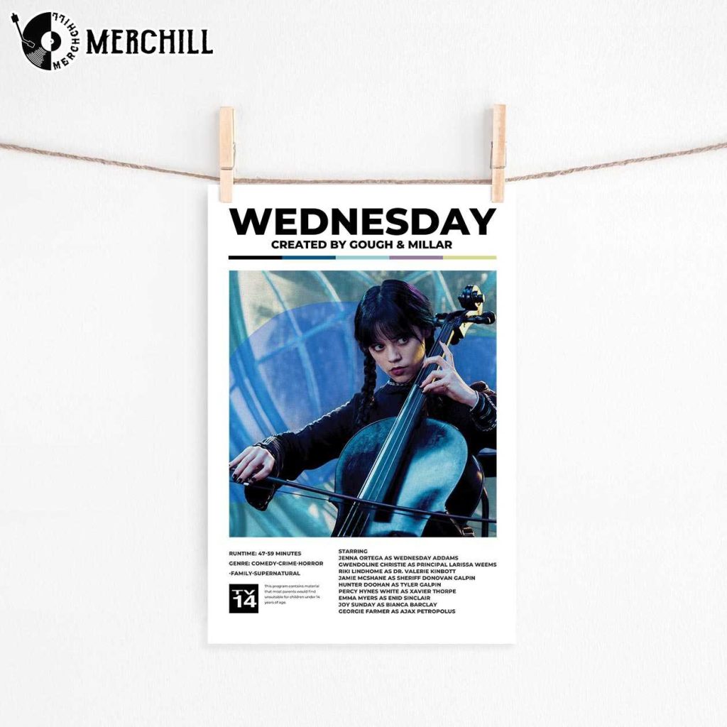 Wednesday Play Cello Poster Jenna Ortega Horror Lovers Gifts - Happy ...