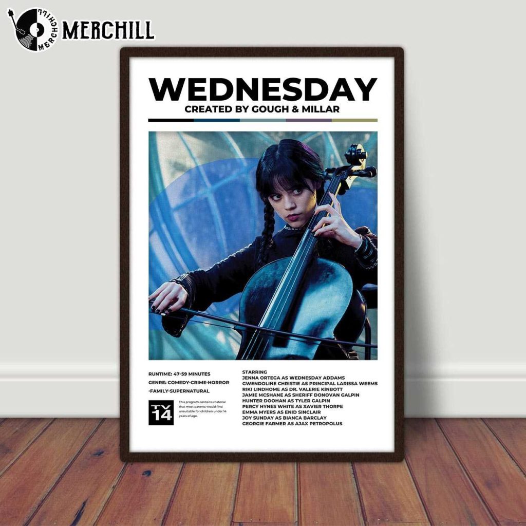 Wednesday Play Cello Poster Jenna Ortega Horror Lovers Gifts - Happy ...