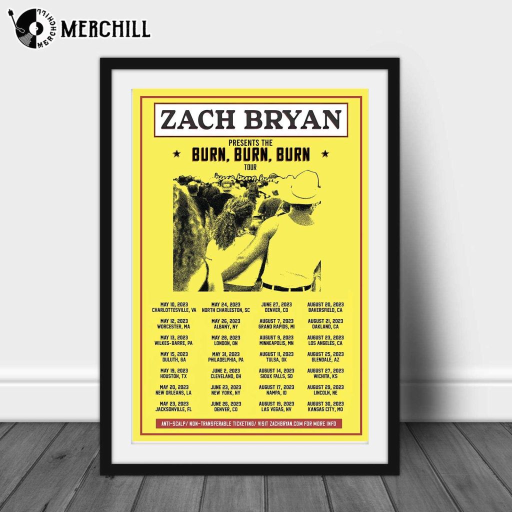 Zach Bryan Burn Burn Burn Tour Poster Gifts for Country Music Fans ...