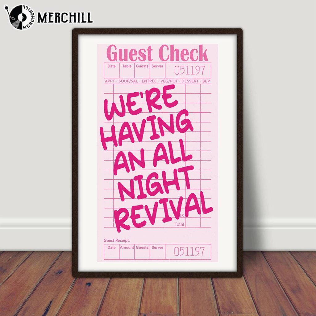 All Night Revival Print Pink Zach Bryan Guest Check - Happy Place for ...