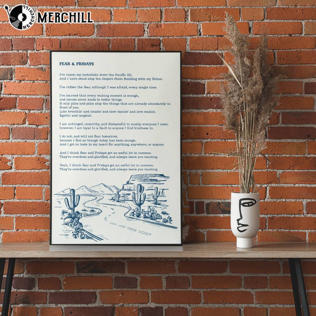Fear and Fridays Poem Zach Bryan Poster - Happy Place for Music Lovers