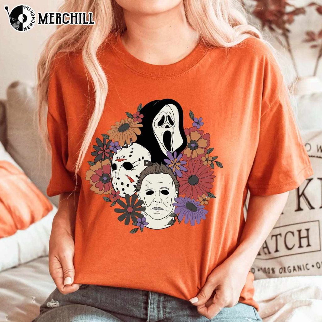 Floral Halloween Horror Movie Shirt Spooky Gift - Happy Place for Music ...