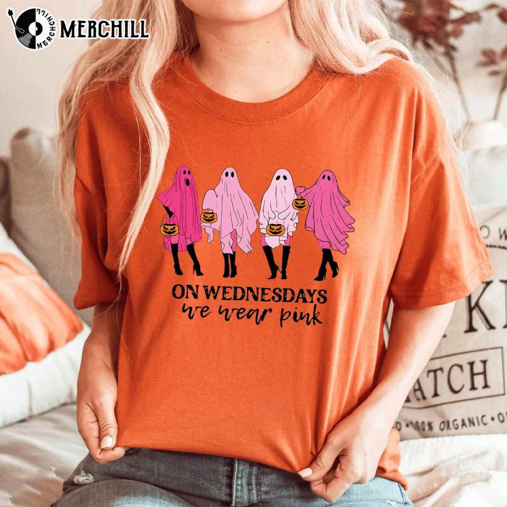 Mean Girls Pink Ghost Women Halloween Tee Shirt - Happy Place for Music ...