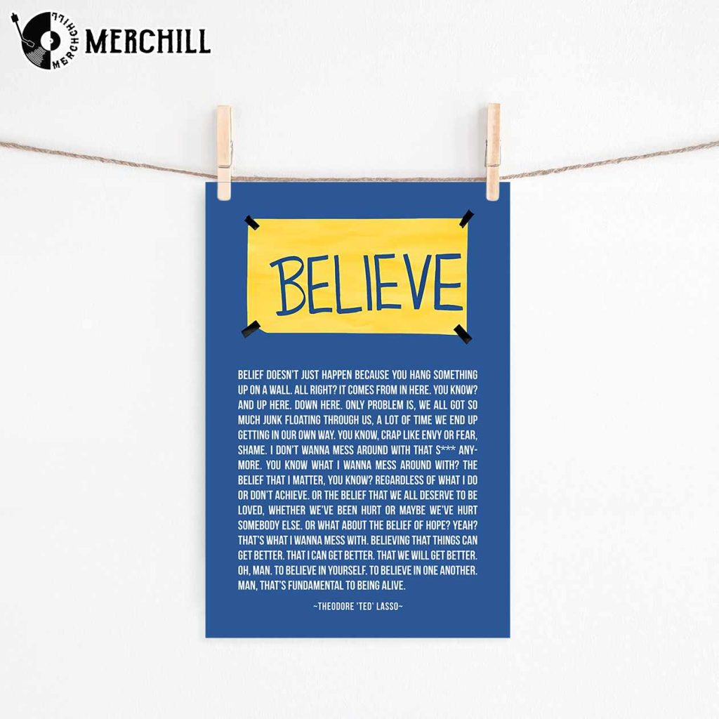 Ted Lasso Poster Believe Gifts for Ted Lasso Fans - Happy Place for Music Lovers