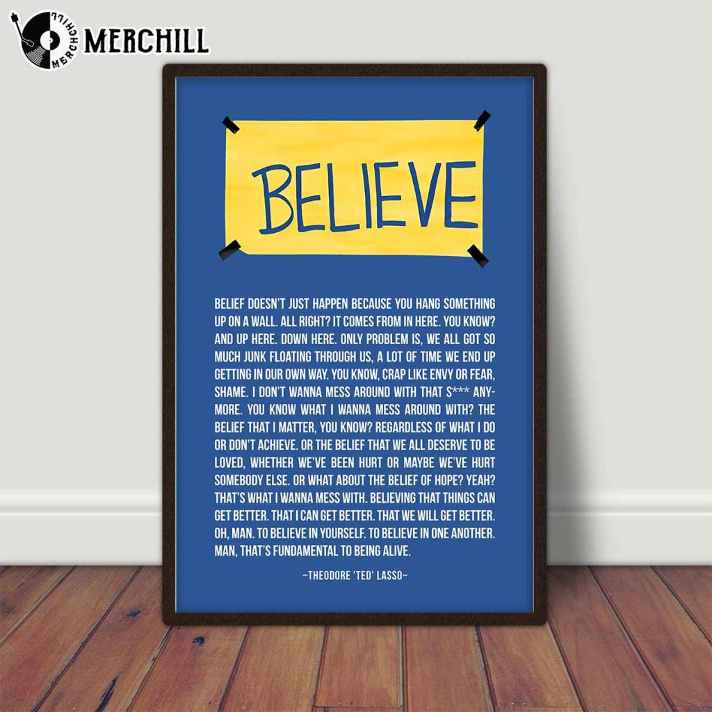 Believe Poster Ted Lasso Motivational Quotes Ted Lasso Gift Ideas ...