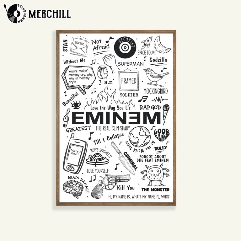 Eminem Doodle Poster Slim Shady Song Lyrics - Happy Place for Music Lovers