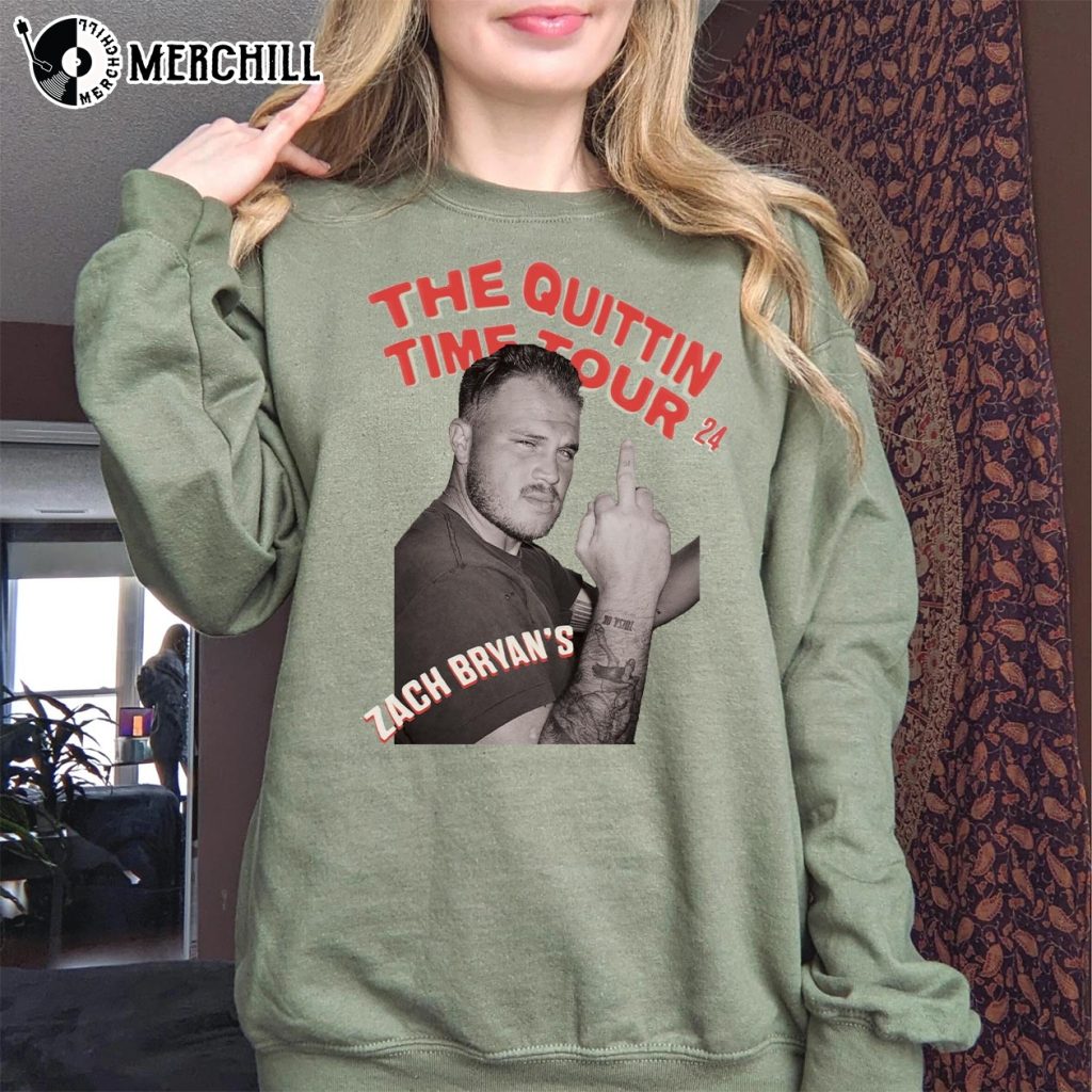 Funny Middle Finger From Zach Bryan The Quittin Time Tour 2024 Shirt ...