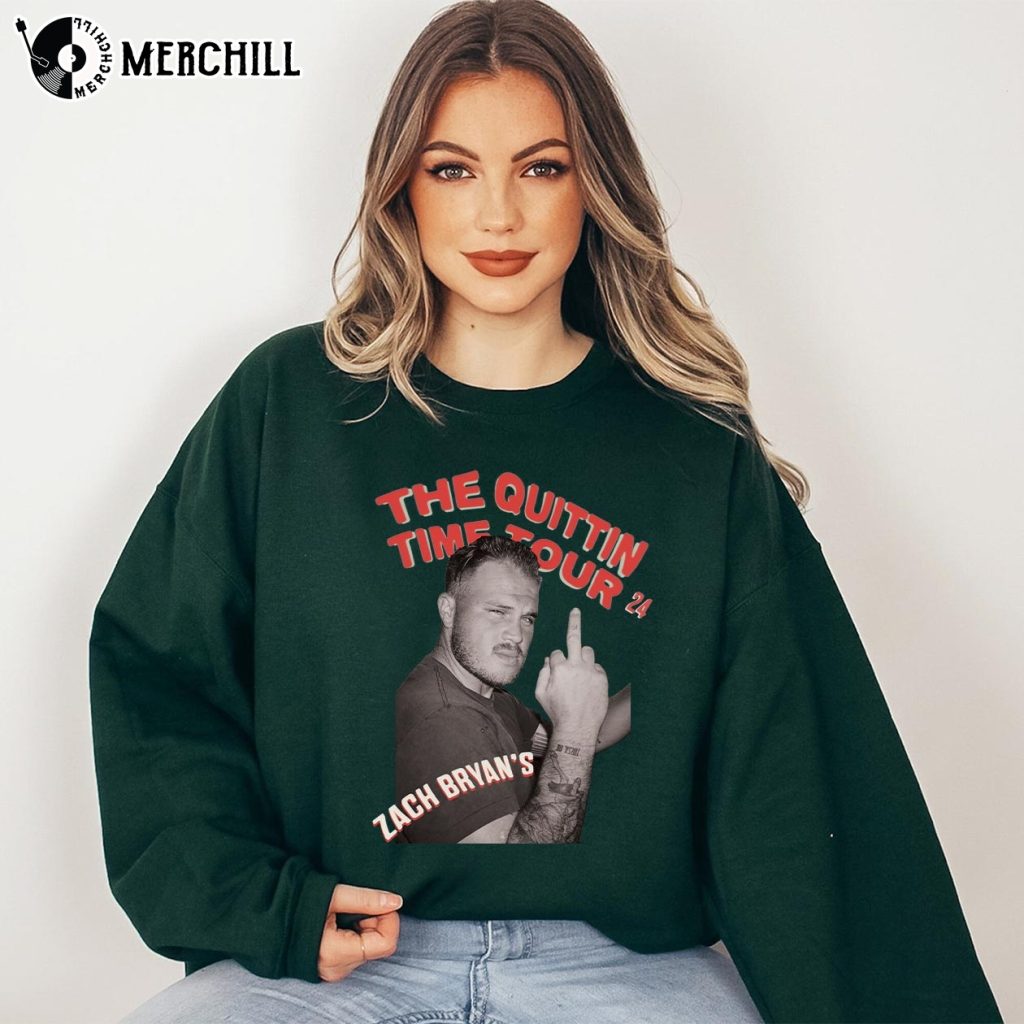 Funny Middle Finger From Zach Bryan The Quittin Time Tour 2024 Shirt ...