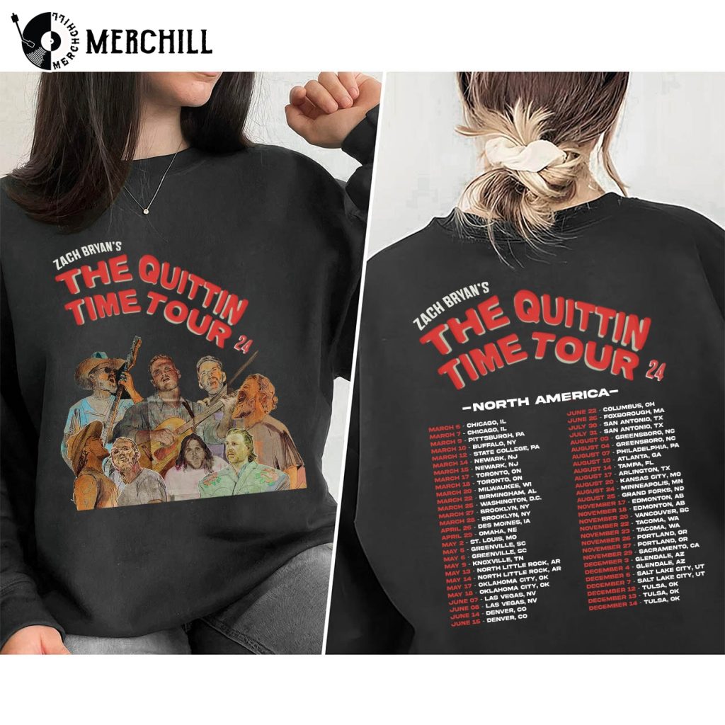 Zach Bryan The Quitting Time Tour 24 Shirt Cowboy Zach Bryan Fan Gift ...