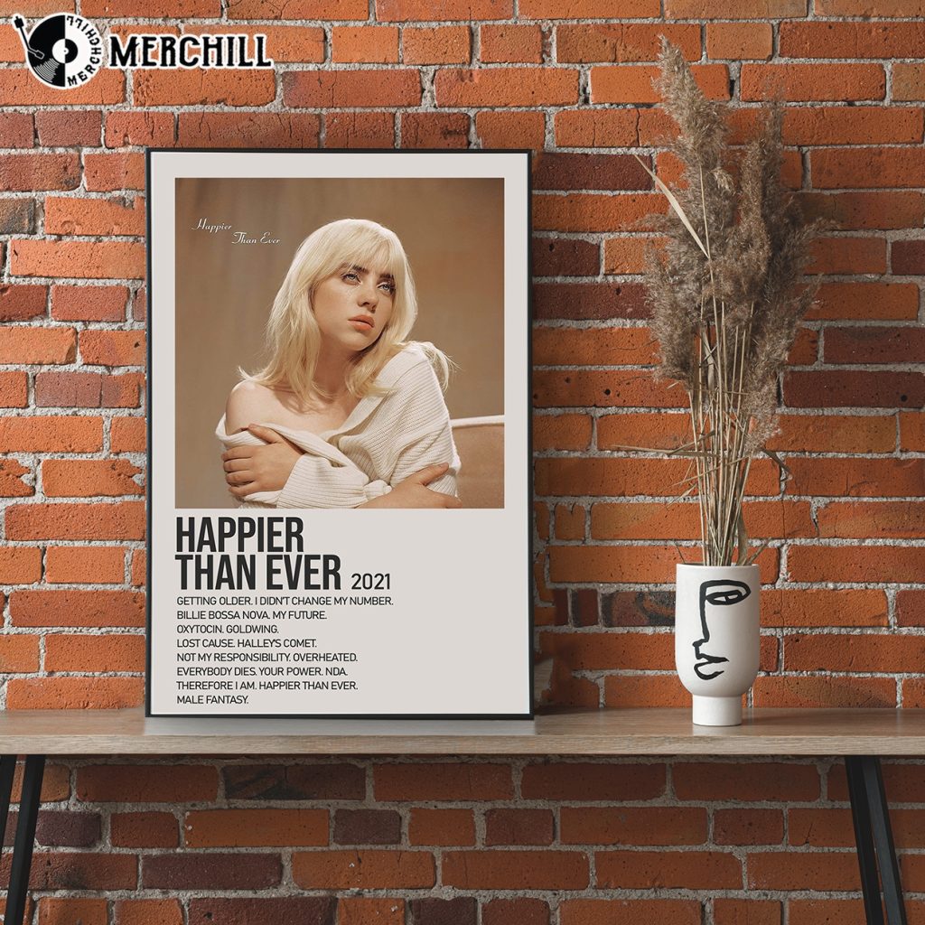 Happier Than Ever Album Poster Billie Eilish Gift - Happy Place for Music Lovers