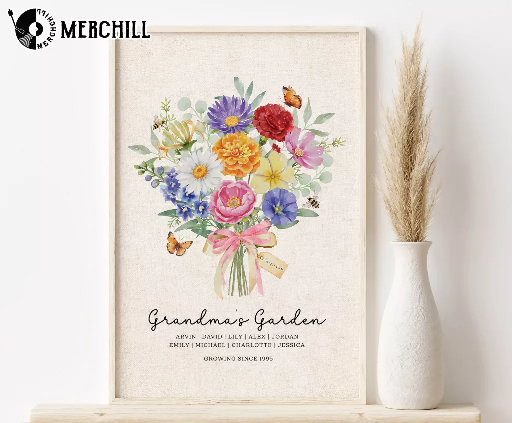 Personalized Grandma Flower Garden Poster Gift Ideas for Mom