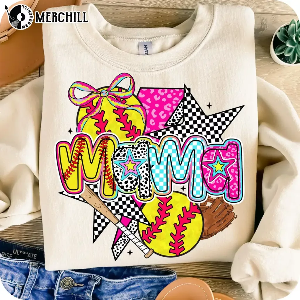 Preppy Softball Mama Brushstroke Graphic Tee Gifts to Give Your Mother
