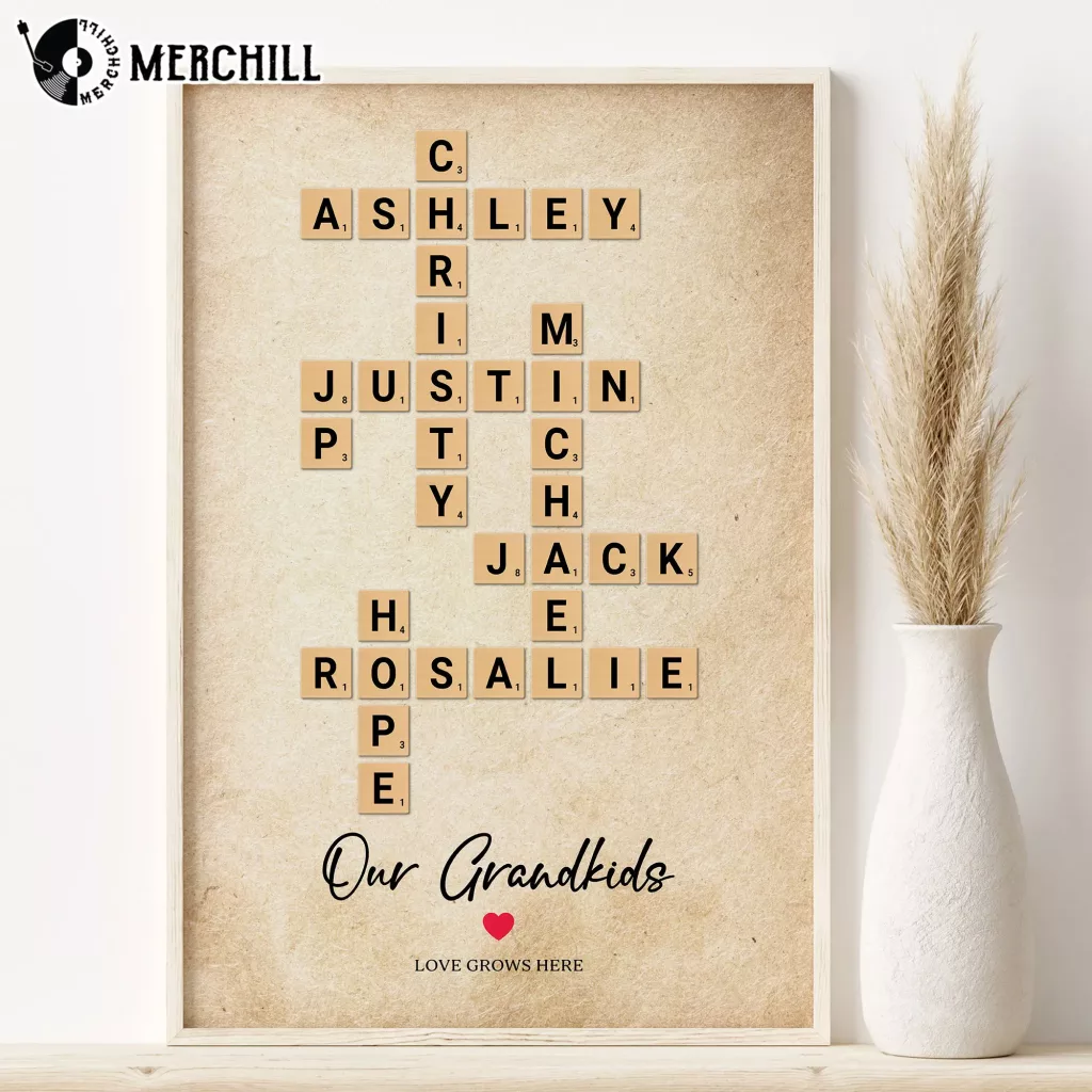 Scrabble Name Poster Wall Art Gift Custom Gifts for Mom
