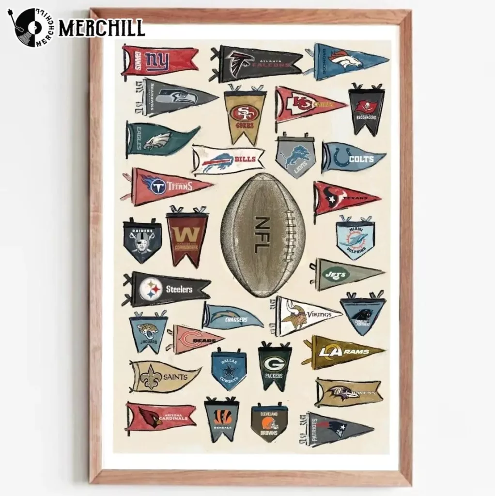 Vintage NFL Flag Poster NFL Football Gifts